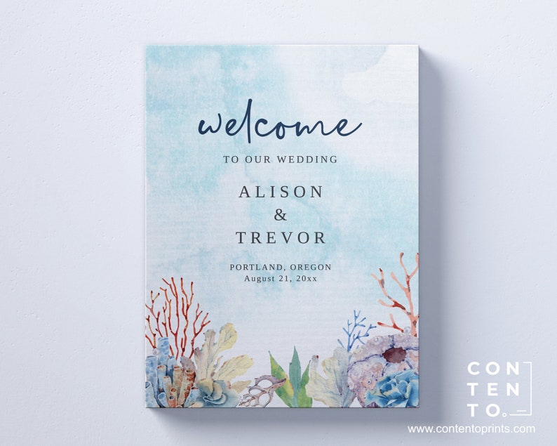 EDITABLE Coral Welcome Sign Template 0035AA - Etsy