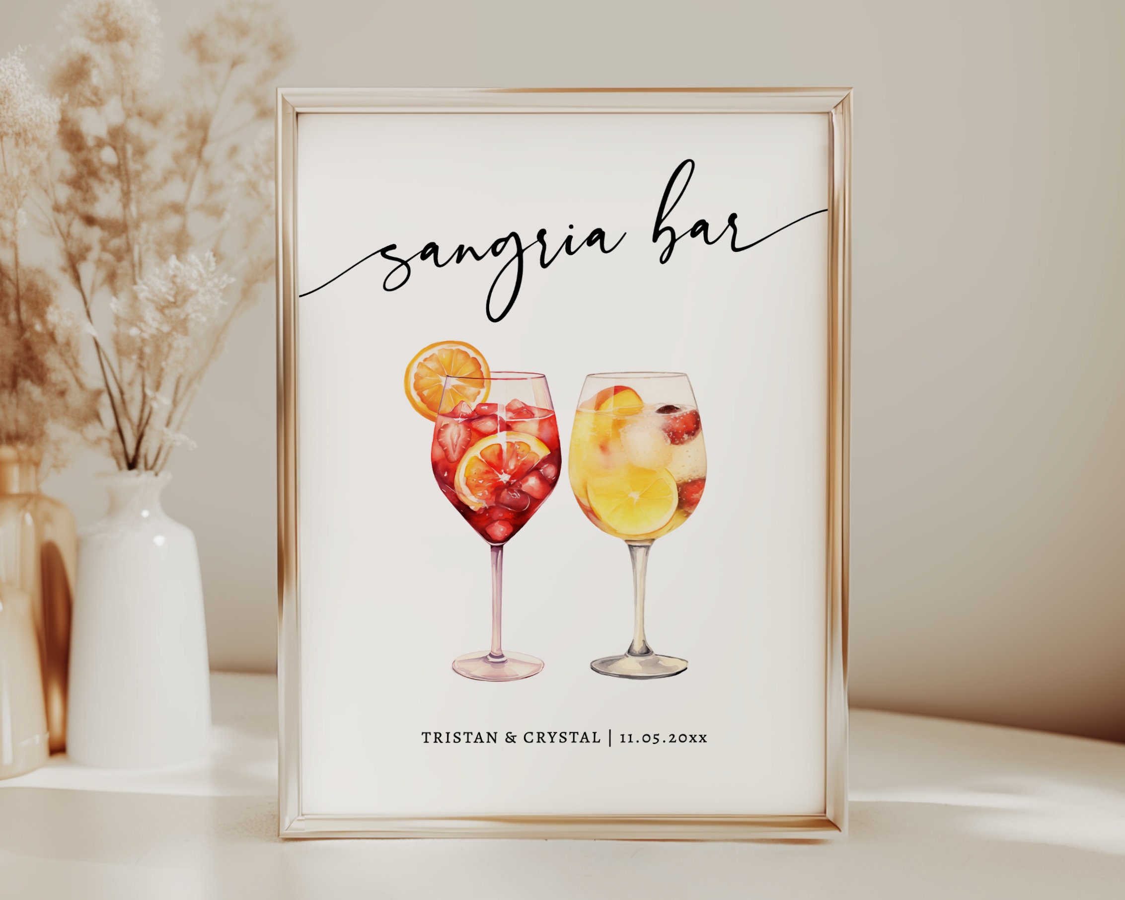 EDITABLE | Sangria Bar Sign Template, 0042AA - Etsy