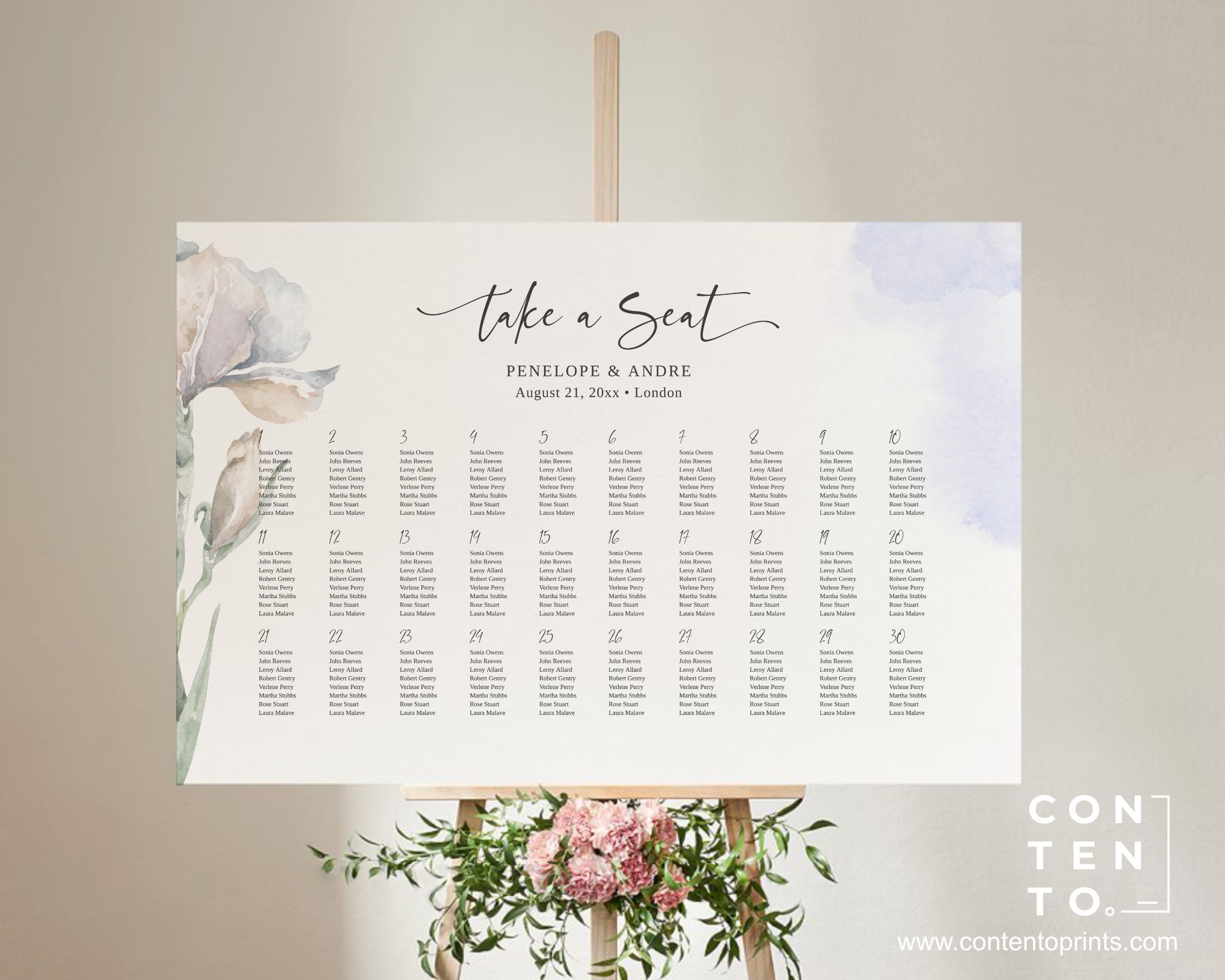 EDITABLE Iris Flower Seating Chart Seating Plan - Etsy
