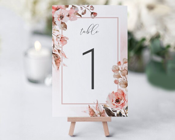 EDITABLE Floral Table Number Template Wedding Table | Etsy