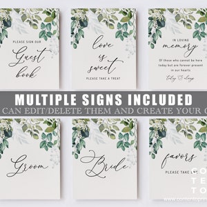 EDITABLE Eucalyptus Custom Sign Template, 0006AA - Etsy