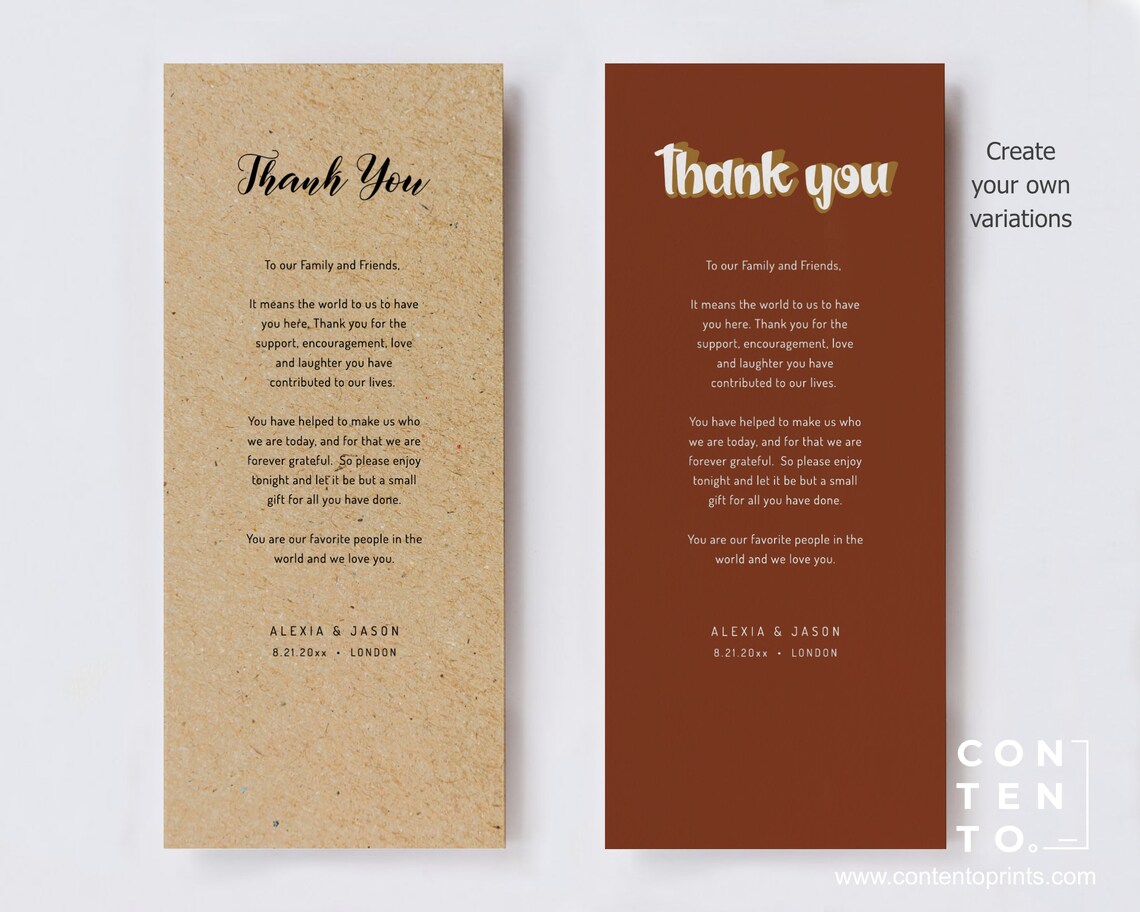 EDITABLE Minimalist 'thank You' Card Template Table - Etsy