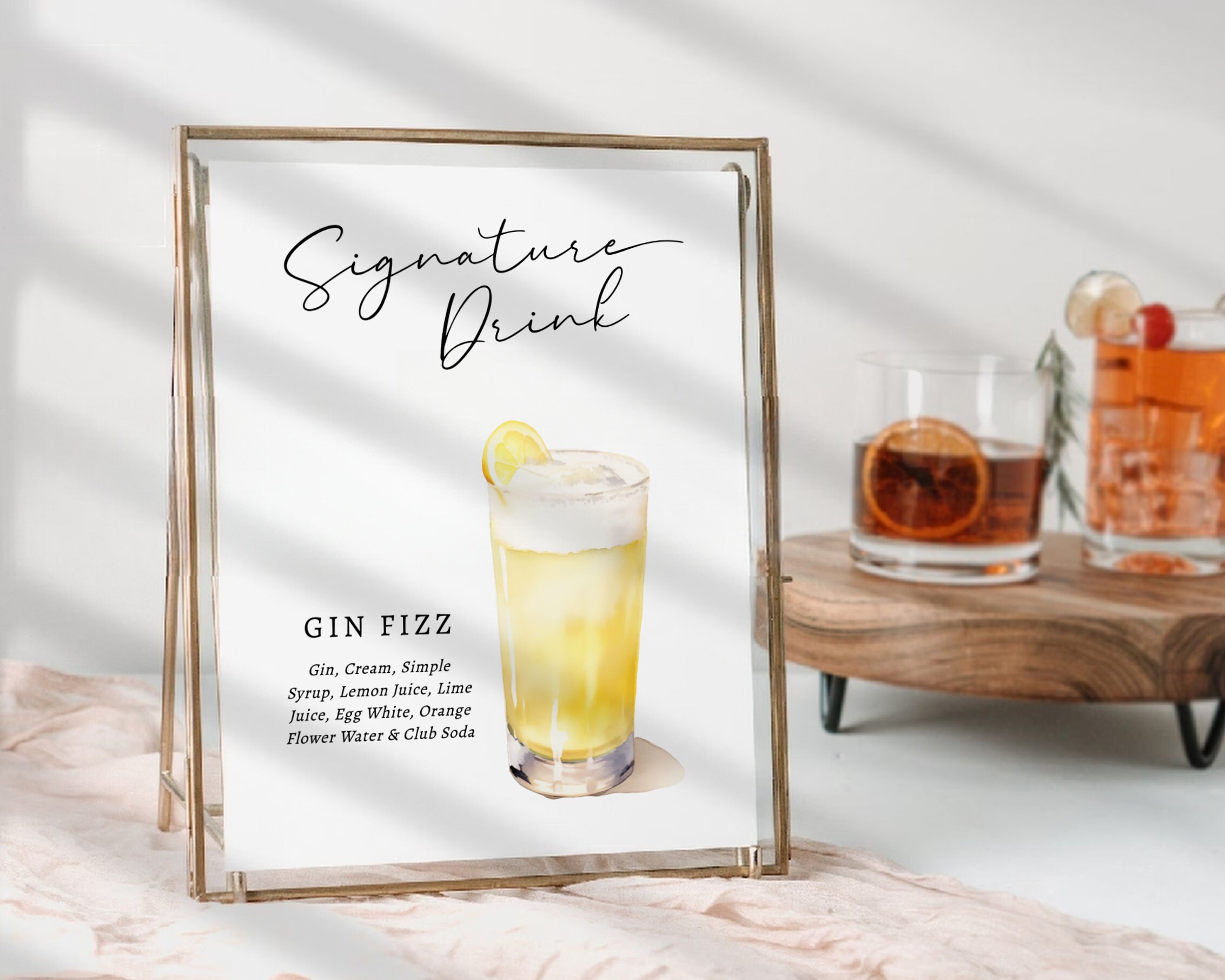 EDITABLE | Gin Fizz Bar Sign Template, 0042AA - Etsy