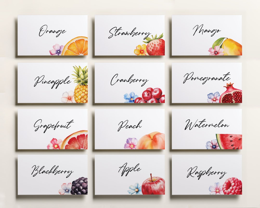EDITABLE | Fruit Place Cards Template, 0042AA - Etsy