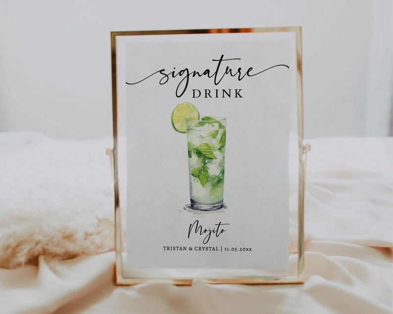 EDITABLE Mojito Bar Sign Template, 0042AA - Etsy