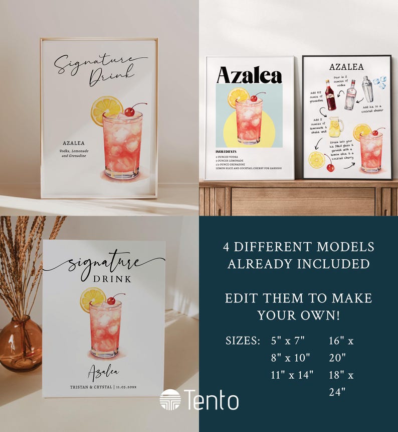 EDITABLE | Azalea Bar Sign Template, 0042AA - Etsy