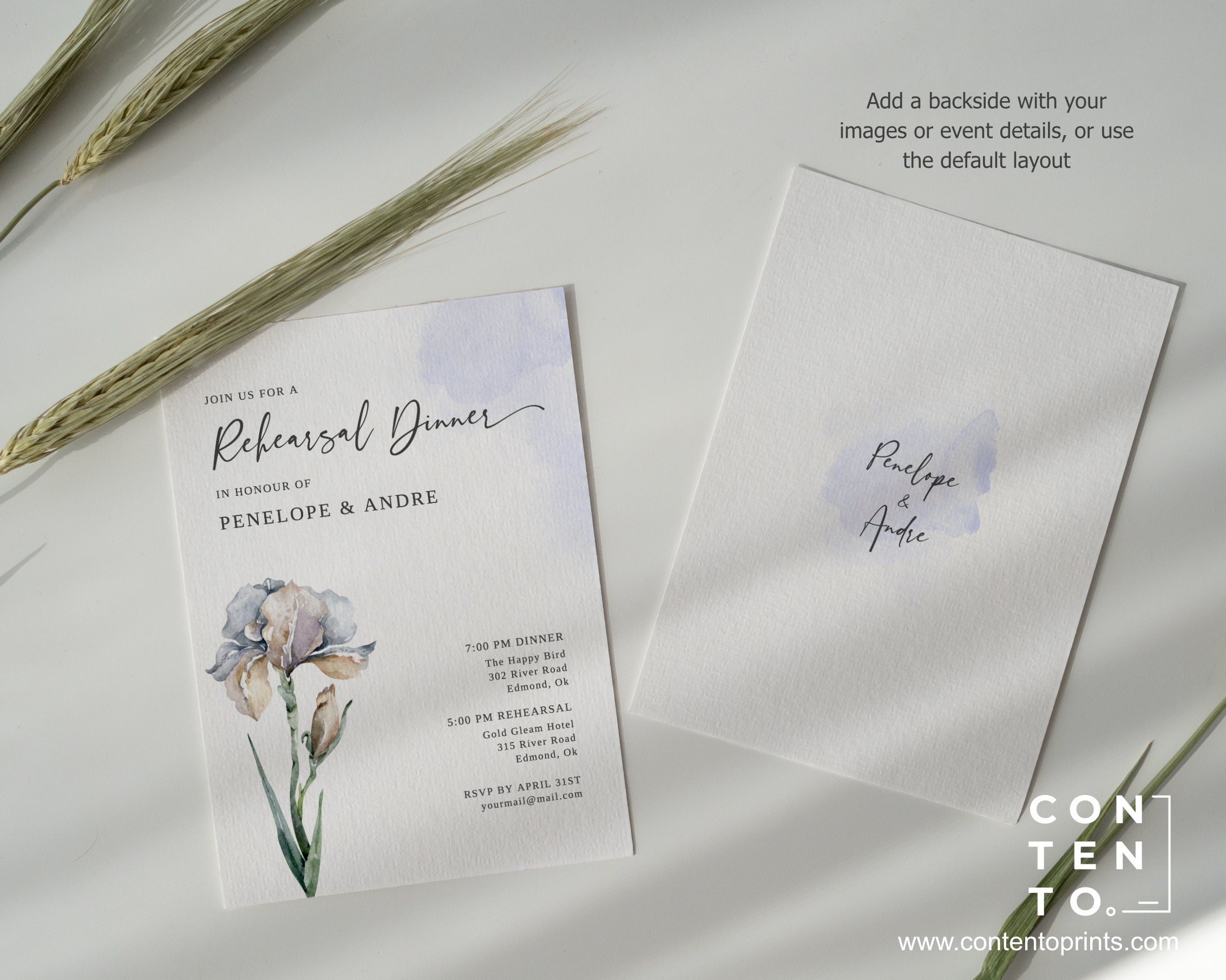 EDITABLE Iris Flower Rehearsal Dinner Invitation Template - Etsy