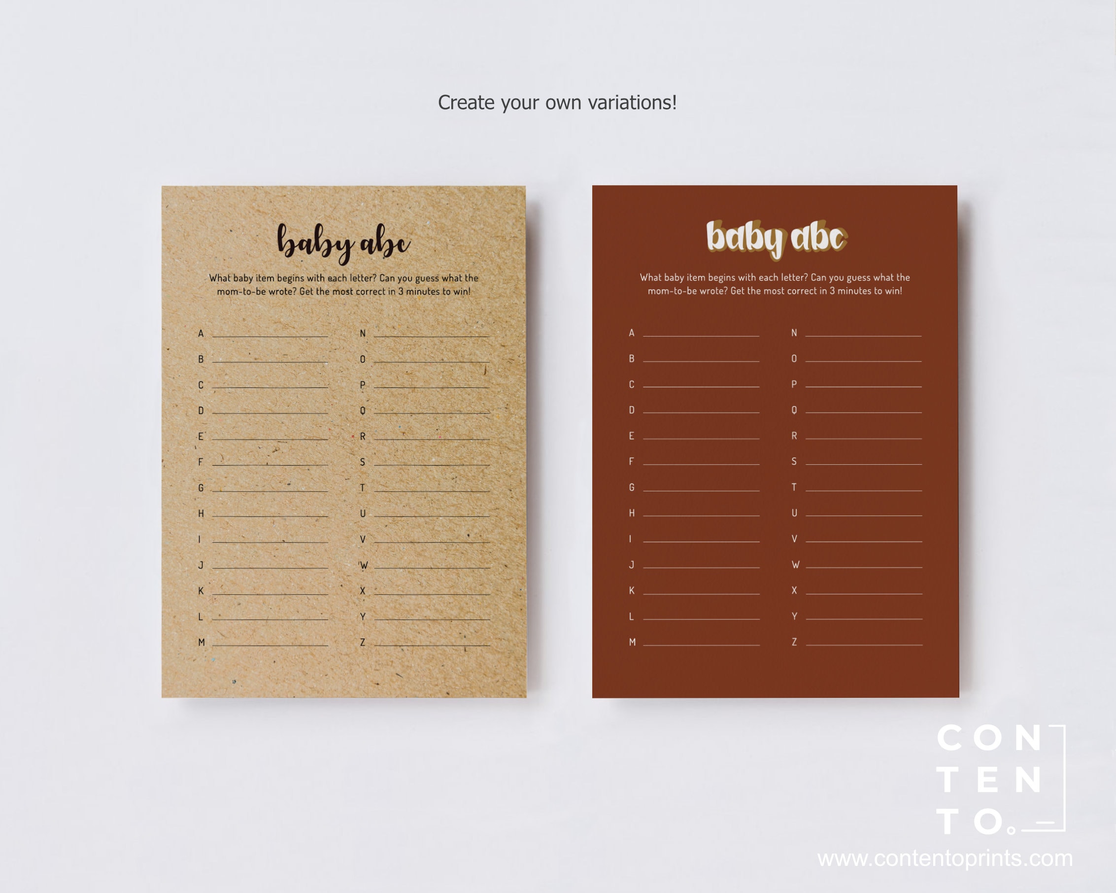 EDITABLE Minimalist Baby ABC Game Template, 0001AA - Etsy