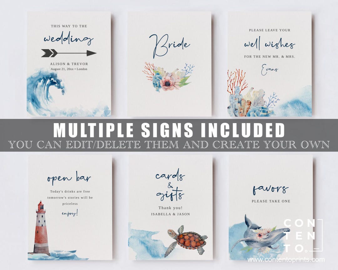 EDITABLE Ocean Sign Bundletemplate, 0012AA - Etsy