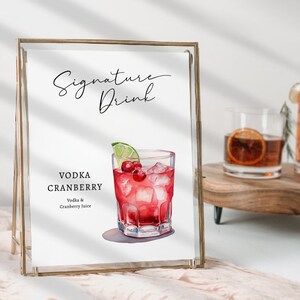 EDITABLE | Vodka Cranberry Bar Sign Template, 0042AA - Etsy