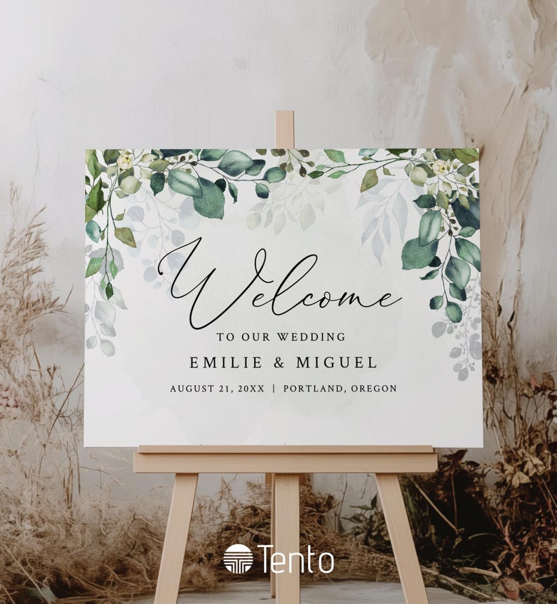 EDITABLE | Eucalyptus Welcome Sign Template, 0006AA - Etsy