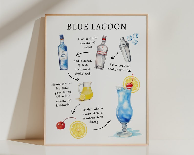 EDITABLE | Blue Lagoon Bar Sign Template, 0042AA - Etsy
