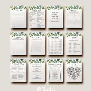 EDITABLE | Eucalyptus Greenery Wedding Games Template Bundle, 0006AA - Etsy