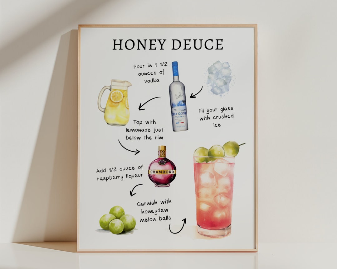 EDITABLE Honey Deuce Bar Sign Template, 0042AA - Etsy