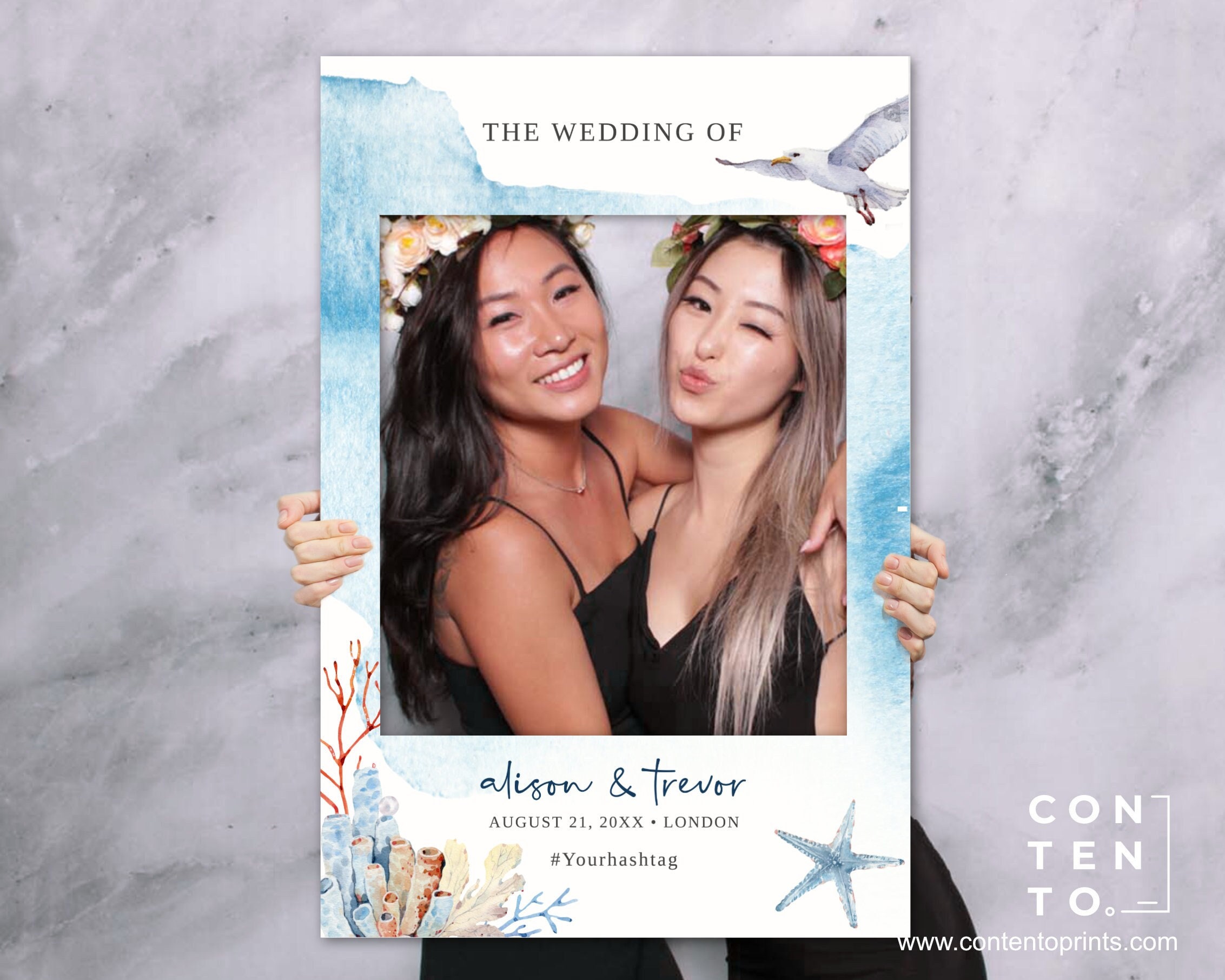 EDITABLE Ocean Photo Booth Frame Template, 0012AA - Etsy