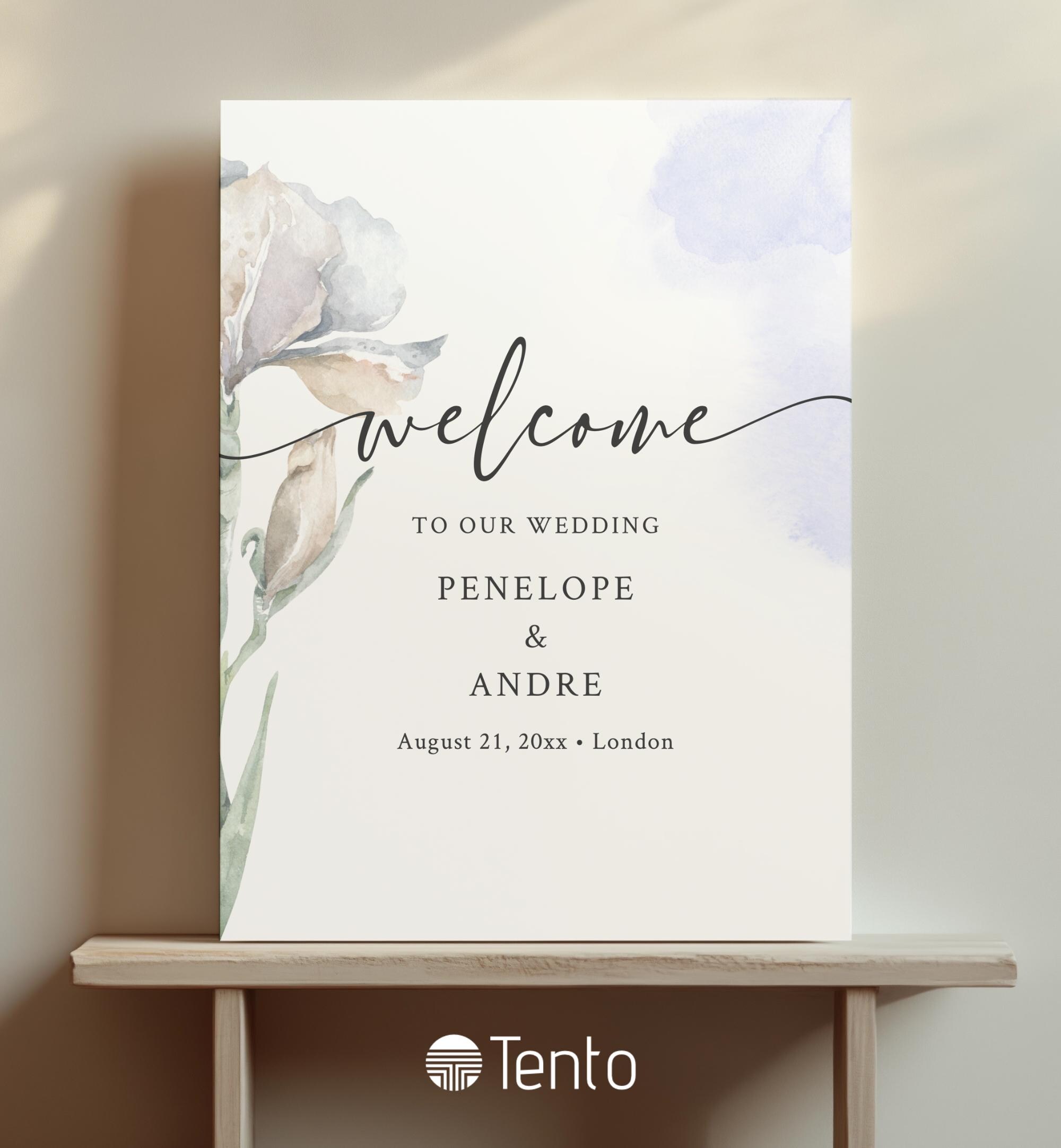 EDITABLE | Iris Flower Welcome Sign Template, 0019AA - Etsy Portugal