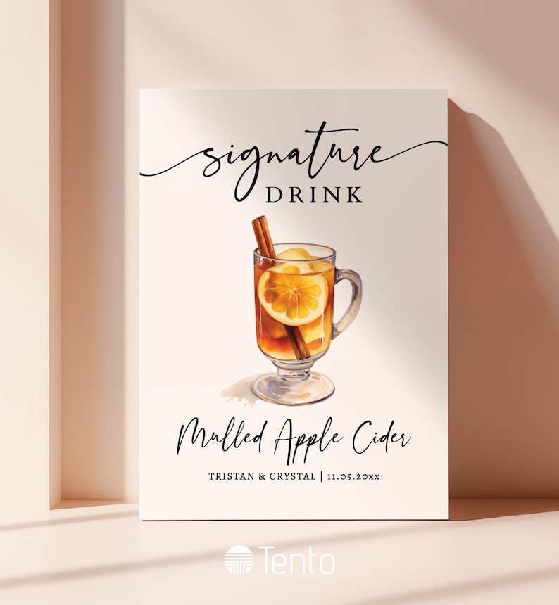 Mulled Apple Cider Cocktail Bar Sign, Editable Template, 0042AA - Etsy