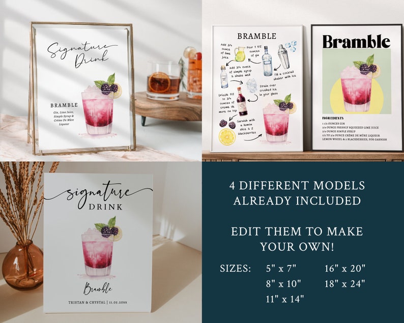 EDITABLE | Bramble Bar Sign Template, 0042AA - Etsy