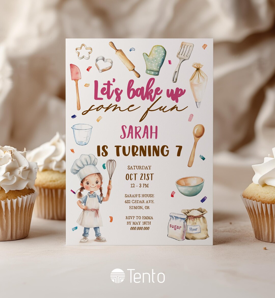 EDITABLE | Baking Birthday Invitation Template, 0050AA - Etsy