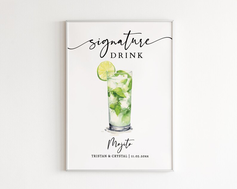 EDITABLE | Mojito Bar Sign Template, 0042AA - Etsy