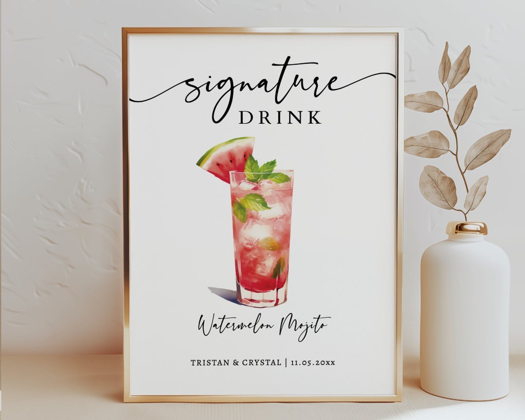EDITABLE | Watermelon Mojito Bar Sign Template, 0042AA - Etsy