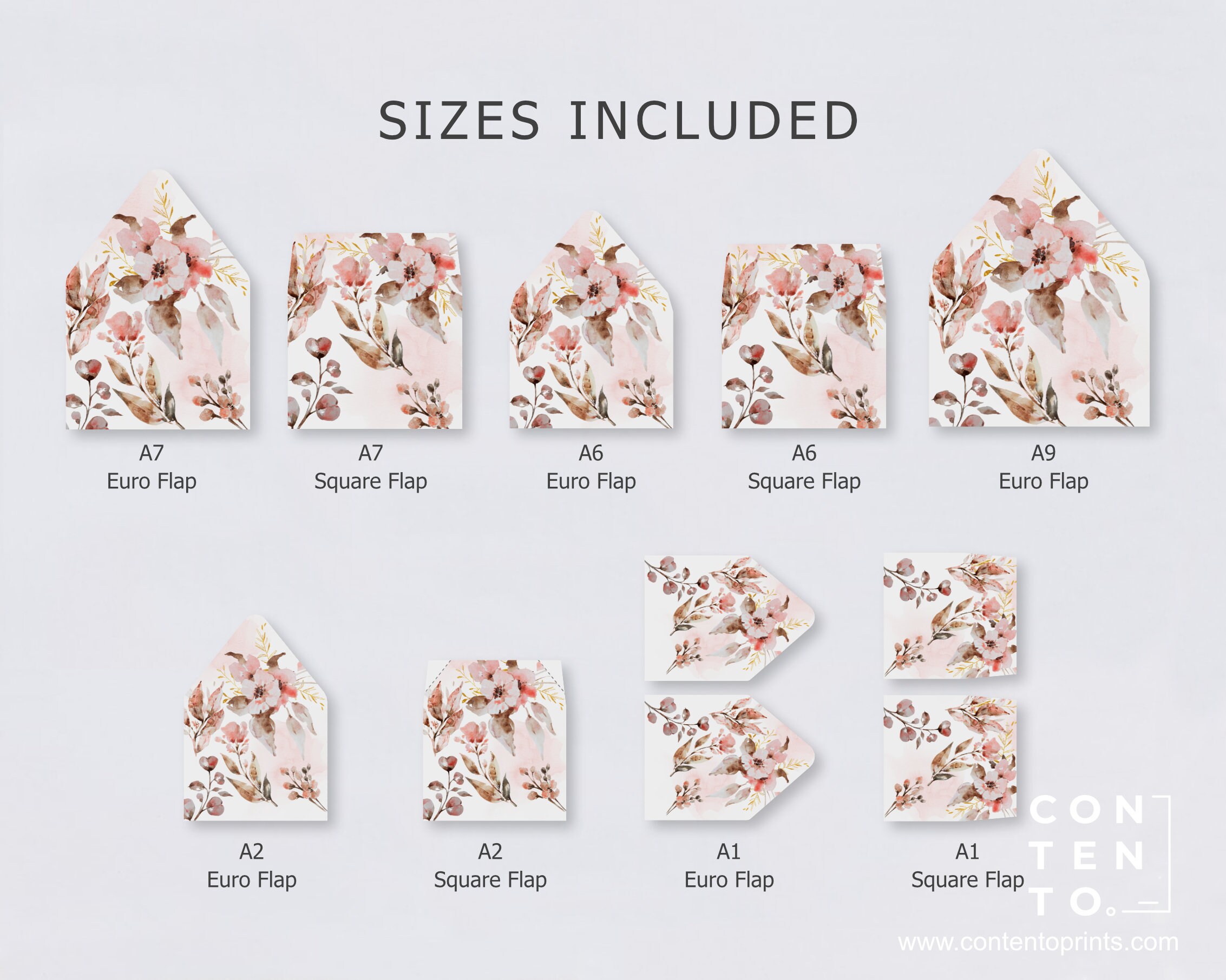 PRINTABLE Floral and Gold Envelope Liner Template. A1 A2 - Etsy