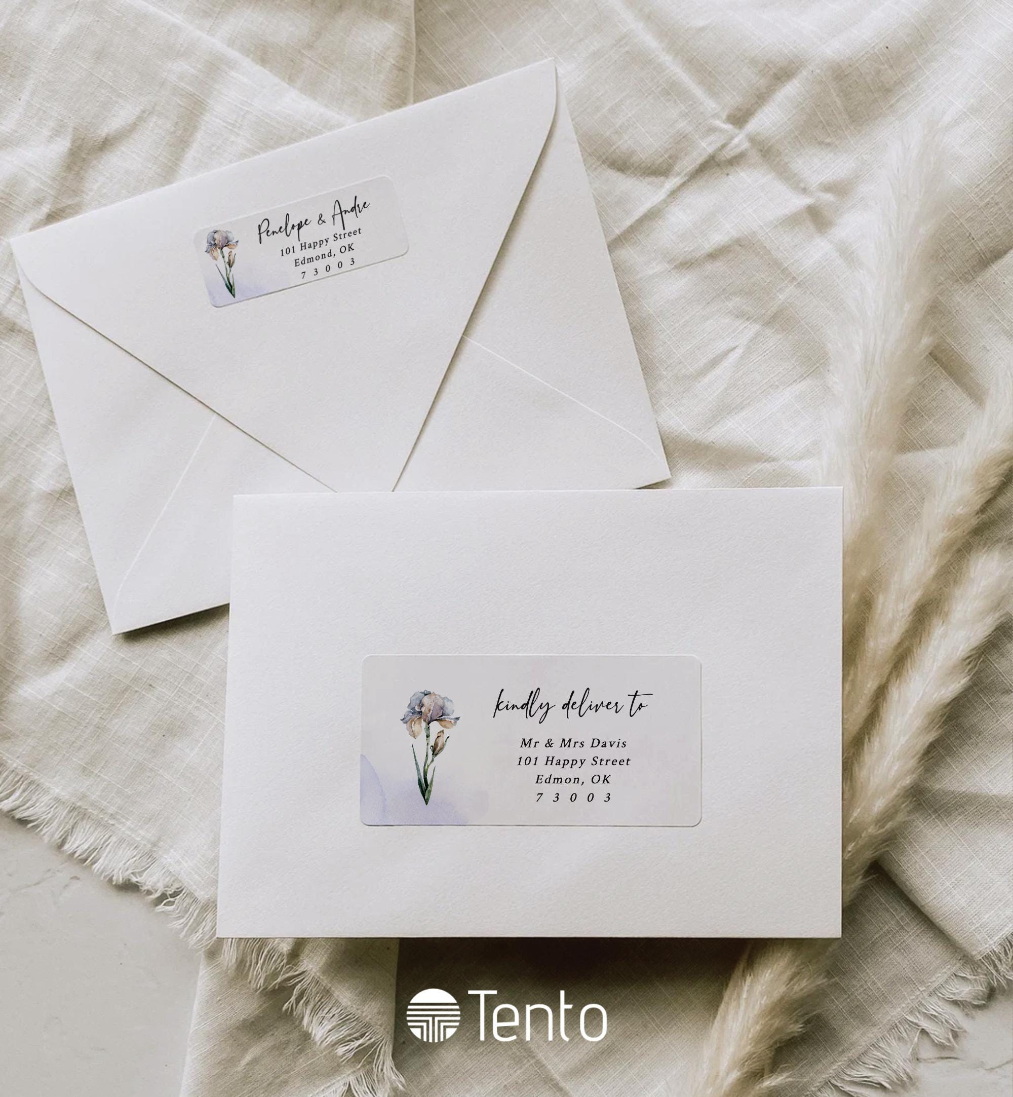 EDITABLE | Iris Flower Envelope Address Sticker Template, 0019AA - Etsy