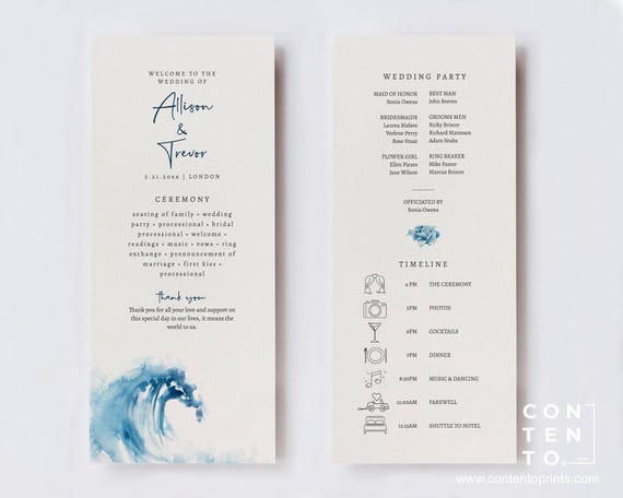 Under The Sea Wedding Programs Nautical Beach Wedding Program And