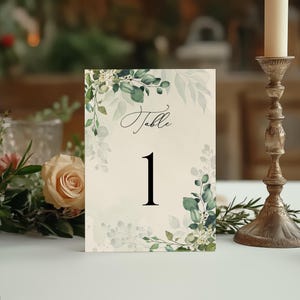 EDITABLE | Eucalyptus Table Number Template, 0006AA - Etsy