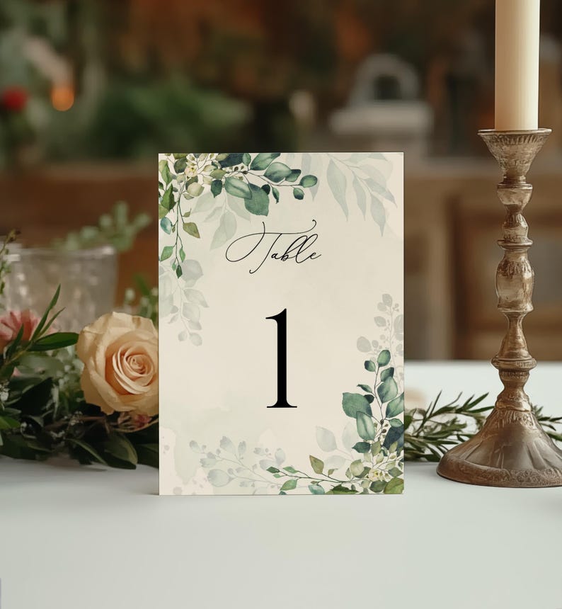 EDITABLE | Eucalyptus Table Number Template, 0006AA - Etsy