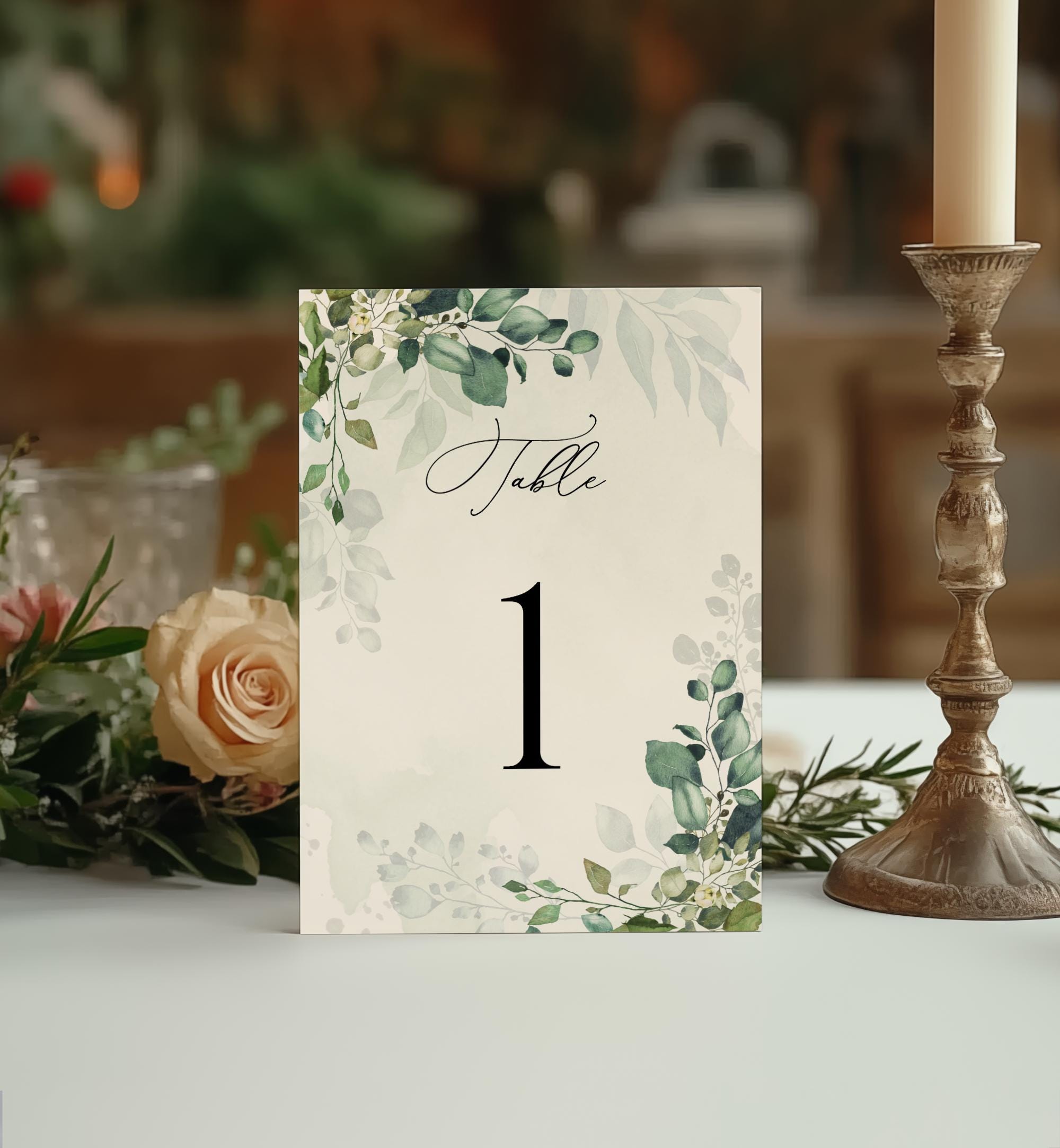 EDITABLE | Eucalyptus Table Number Template, 0006AA - Etsy