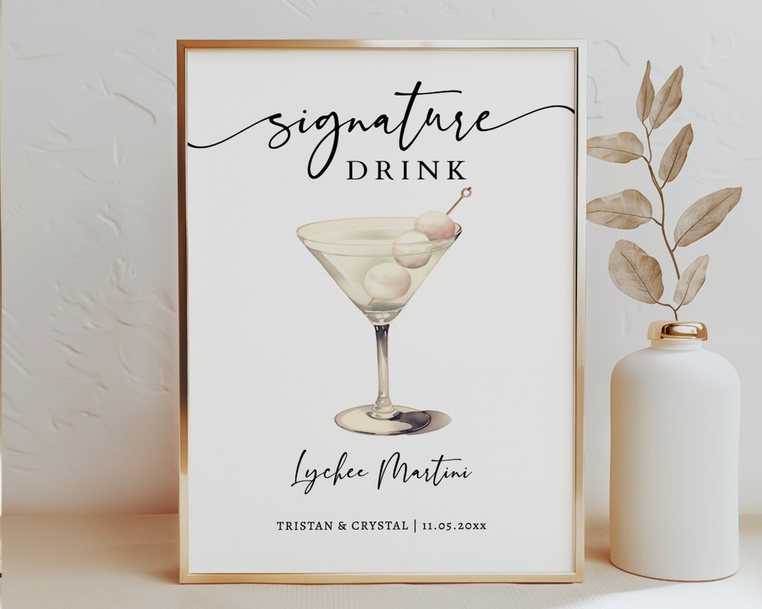 EDITABLE | Lychee Martini Bar Sign Template, 0042AA - Etsy