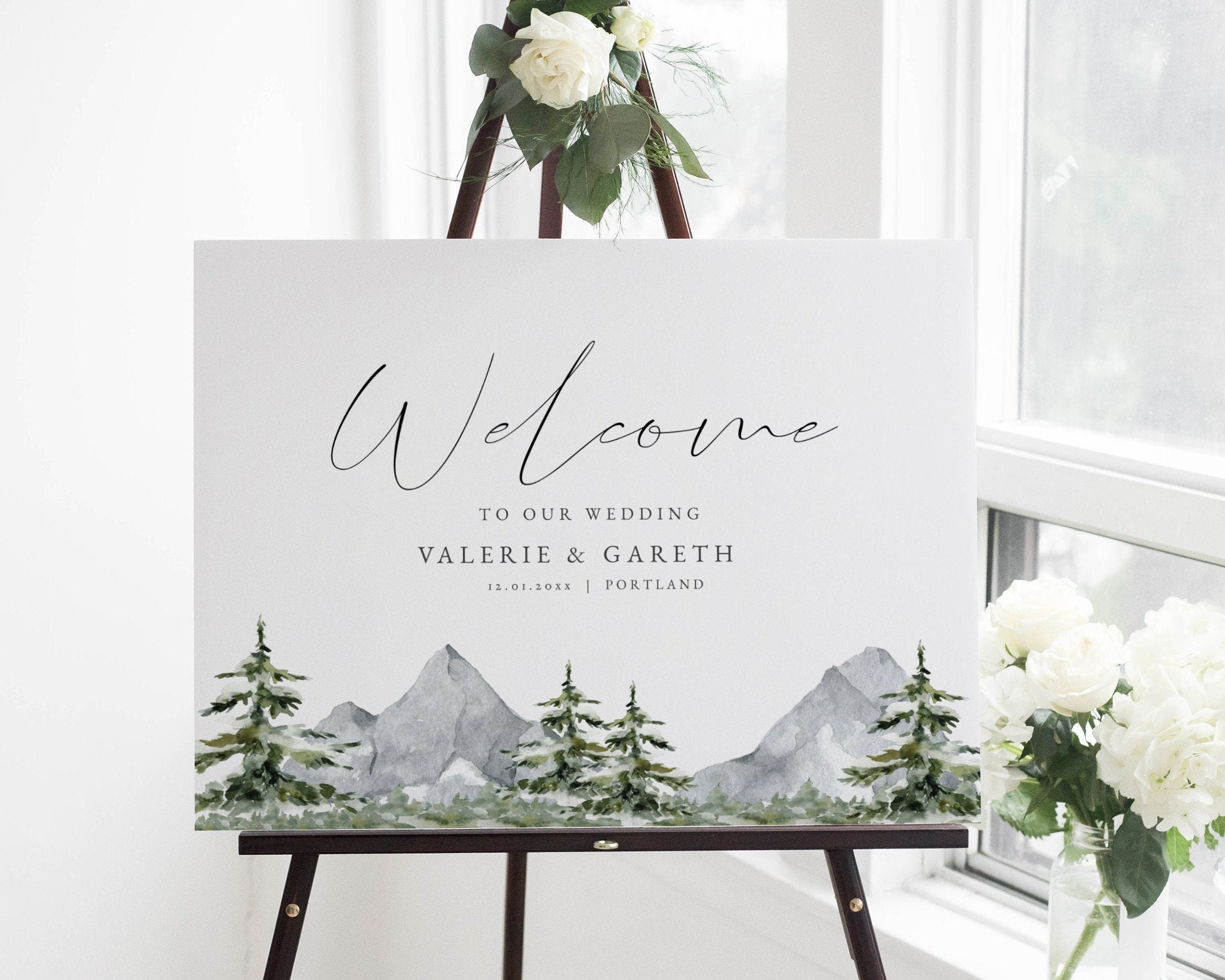EDITABLE Mountain Welcome Sign Large welcome signage | Etsy
