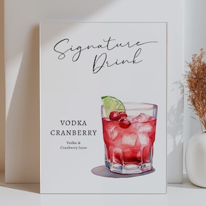 EDITABLE | Vodka Cranberry Bar Sign Template, 0042AA - Etsy