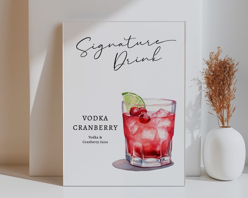 EDITABLE | Vodka Cranberry Bar Sign Template, 0042AA - Etsy