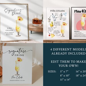 EDITABLE | Pina Colada Bar Sign Template, 0042AA - Etsy