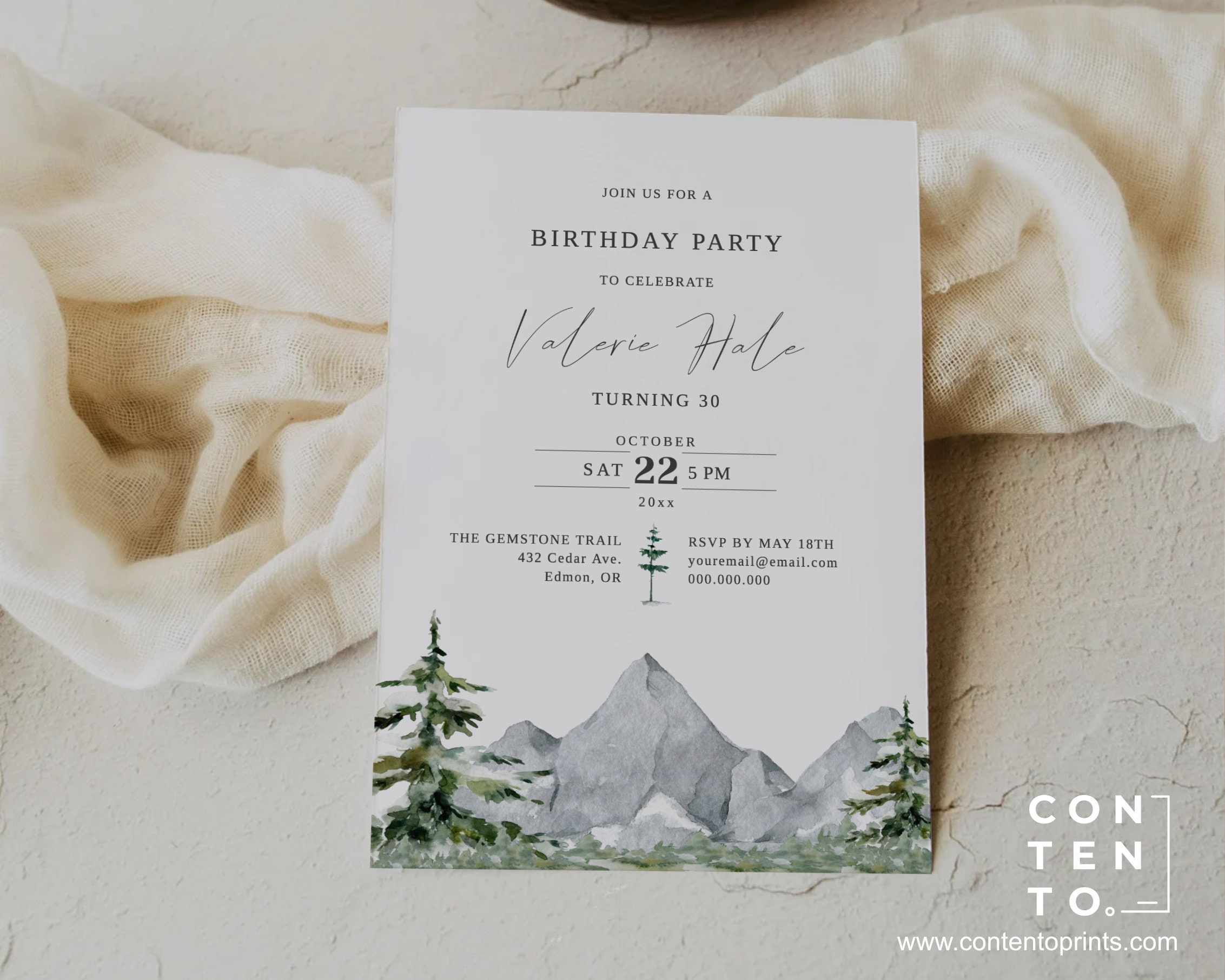EDITABLE Mountain Birthday Party Invitation Template, 0018AA - Etsy