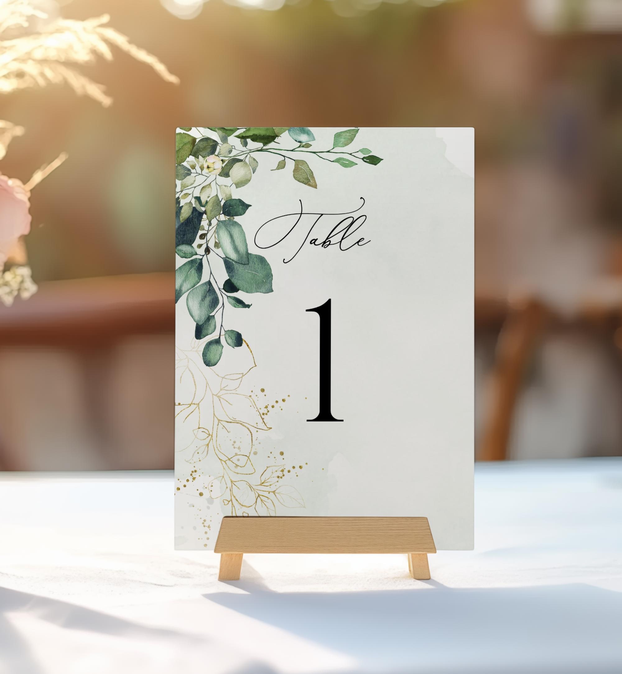 EDITABLE | Eucalyptus and Gold Table Number Template 0004AA - Etsy