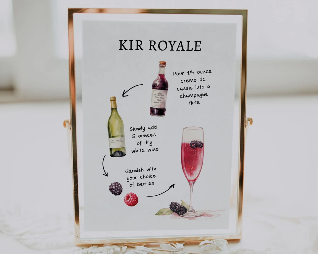 EDITABLE | Kir Royale Bar Sign Template, 0042AA - Etsy