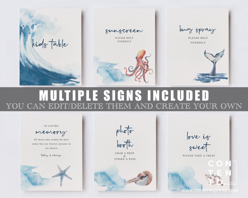 EDITABLE Ocean Sign Bundletemplate 0012AA - Etsy