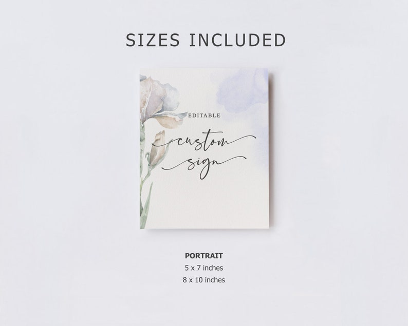 EDITABLE Iris Flower Custom Sign Printable Party Sign - Etsy