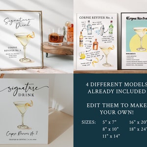 EDITABLE | Corpse Reviver No. 2 Bar Sign Template, 0042AA - Etsy