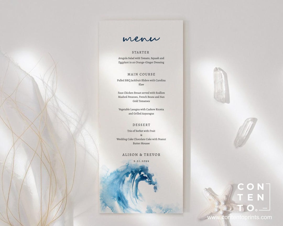 EDITABLE Ocean Menu Card Template, 0012AA - Etsy