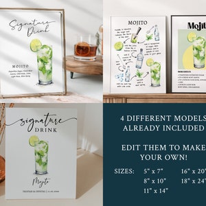 EDITABLE | Mojito Bar Sign Template, 0042AA - Etsy UK