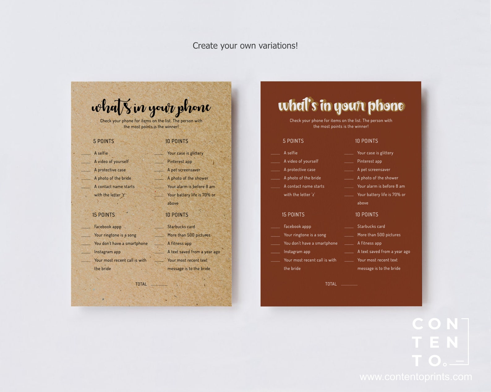 EDITABLE What's in Your Phone Game Template Minimalist - Etsy