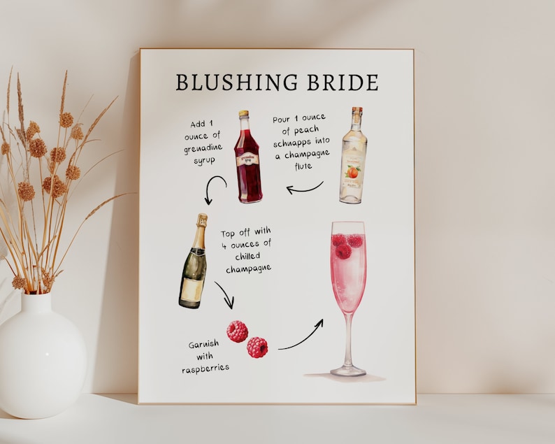 EDITABLE Blushing Bride Bar Sign Template, 0042AA - Etsy