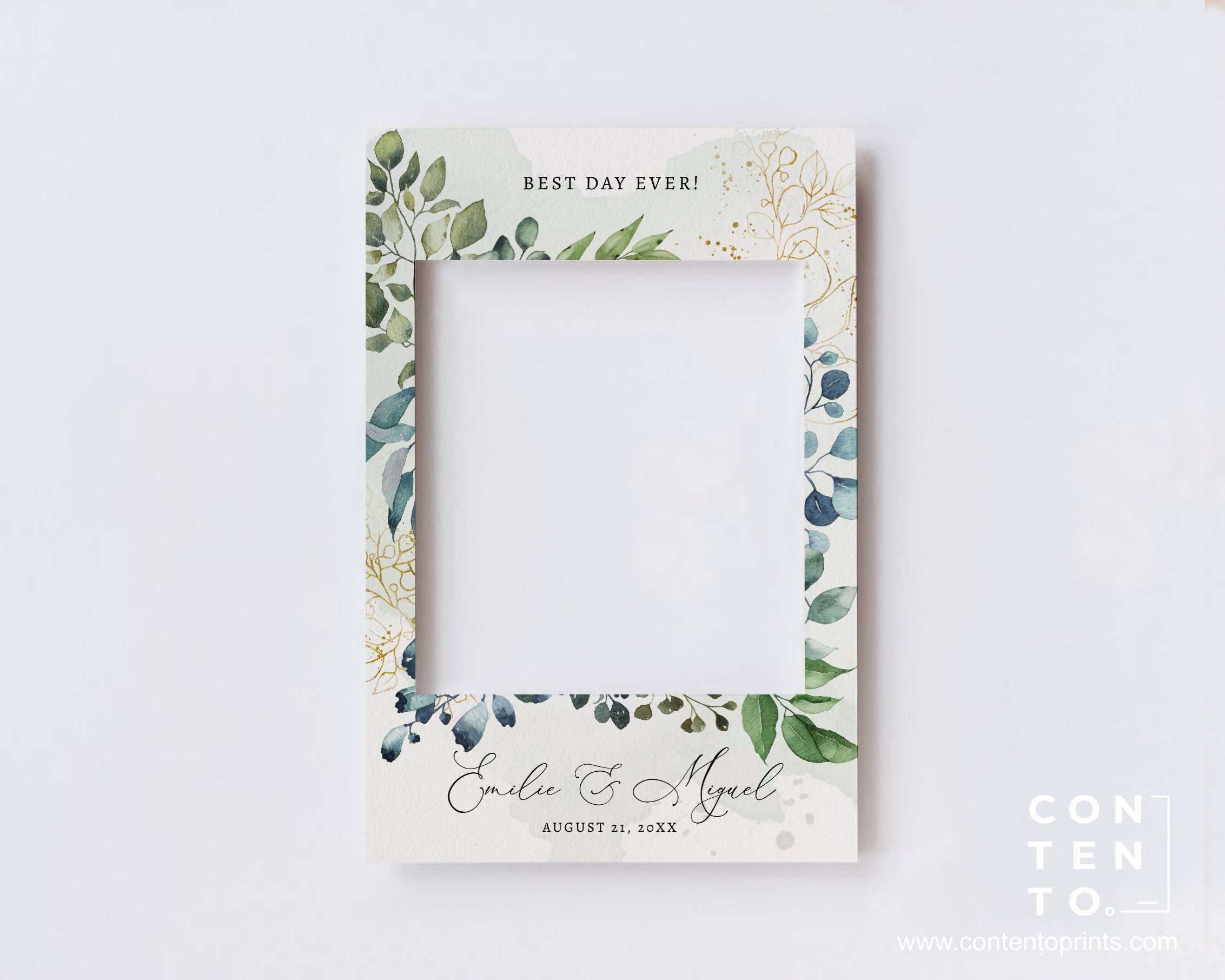 EDITABLE Eucalyptus & Gold Photo Booth Frame Template - Etsy
