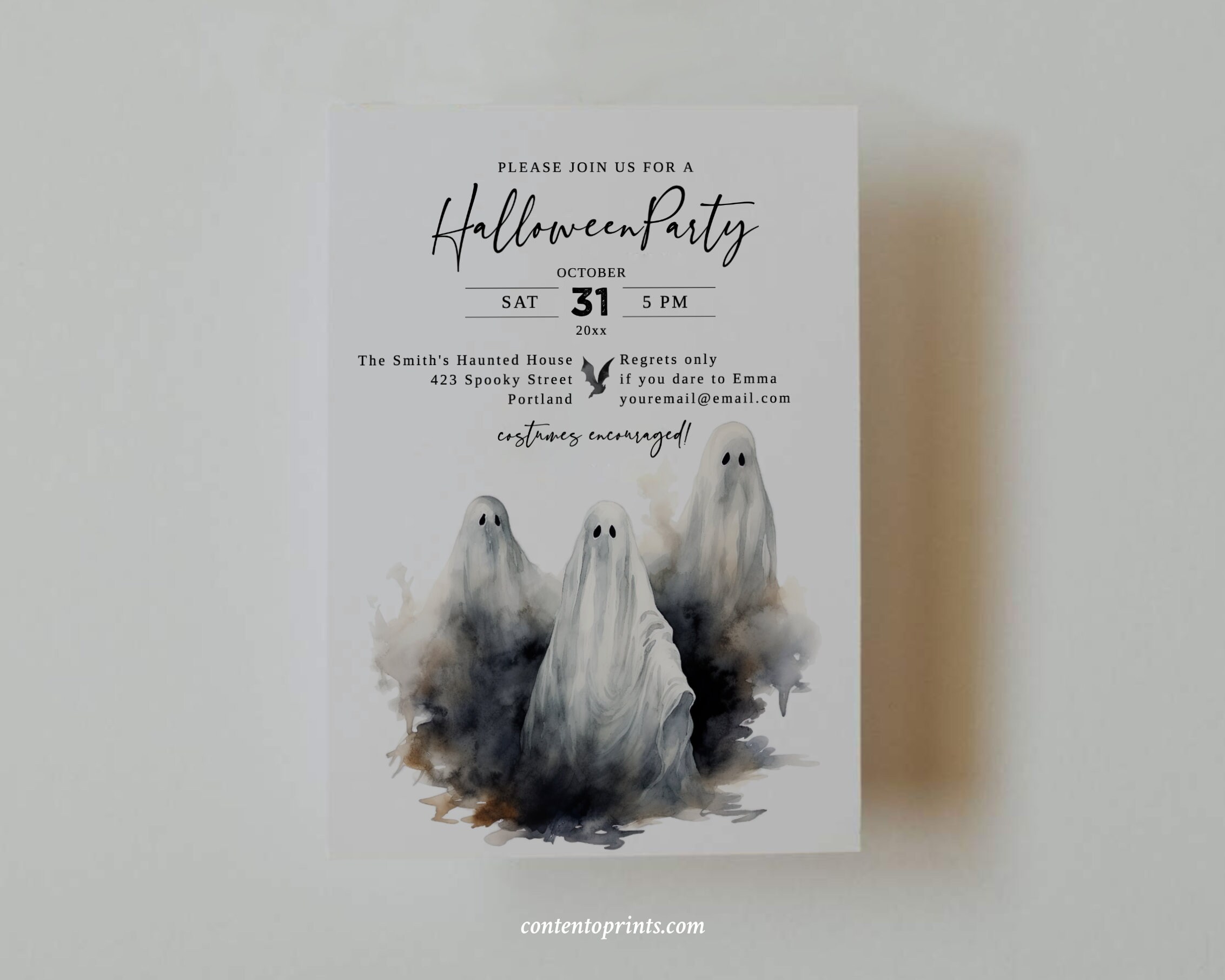 EDITABLE Halloween Party Invitation Template Ghost - Etsy