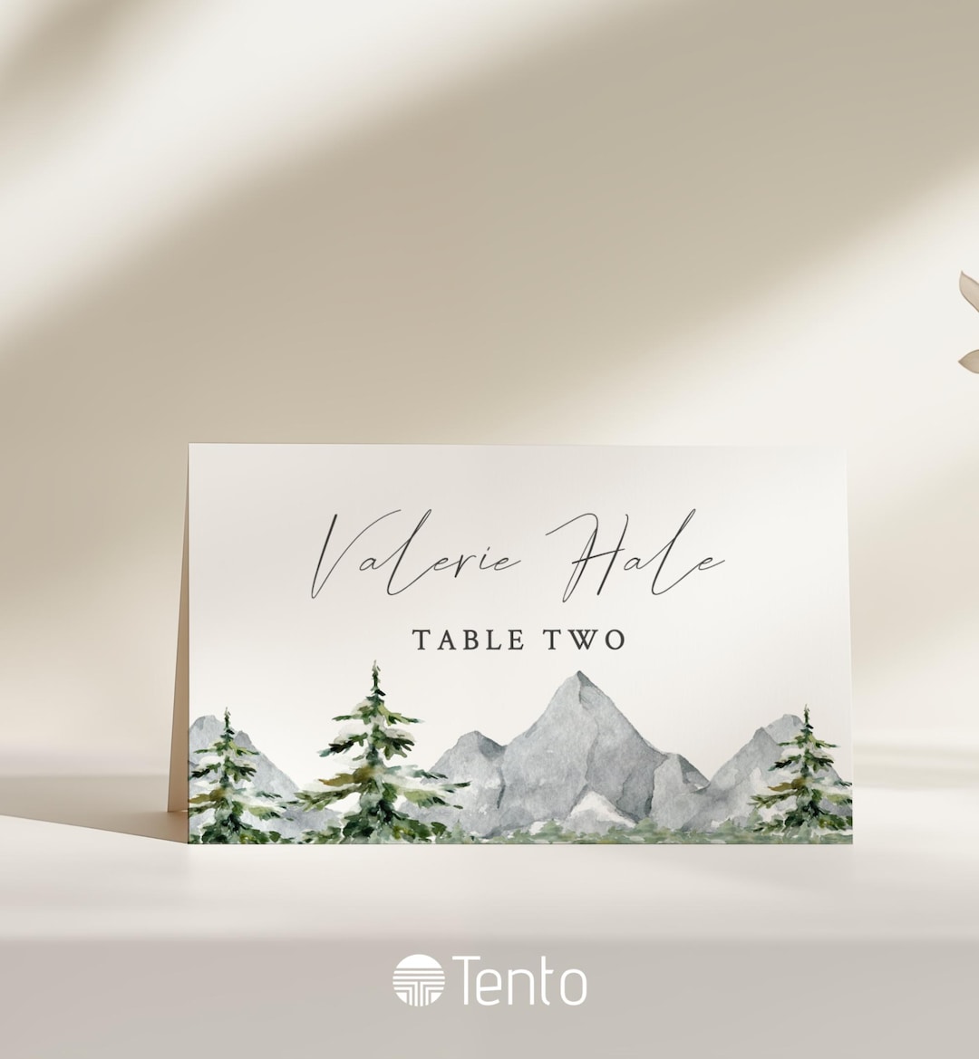 EDITABLE | Mountain Place Card Template, 0018AA - Etsy