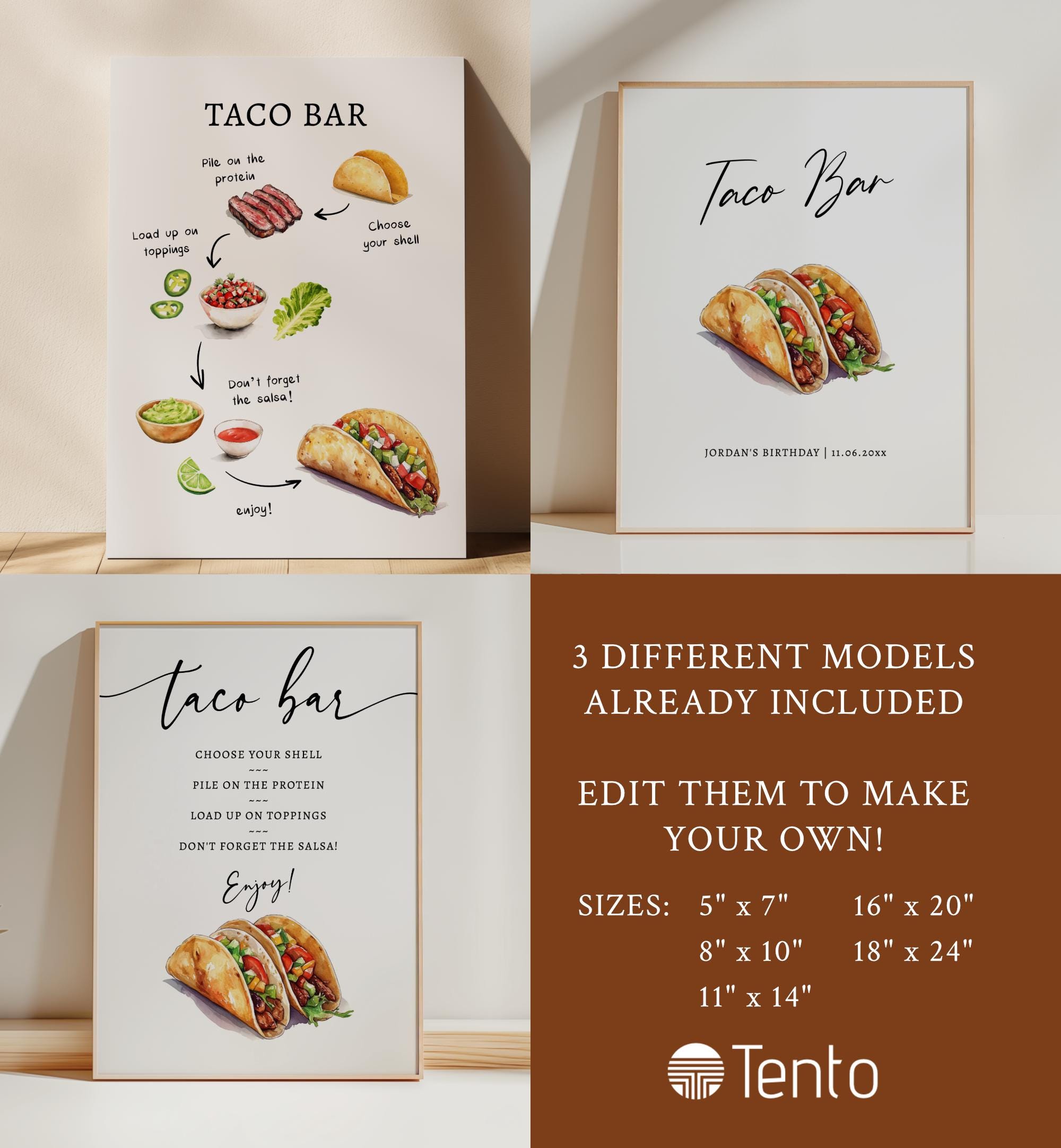 EDITABLE | Taco Bar Sign Template, 0033AA - Etsy